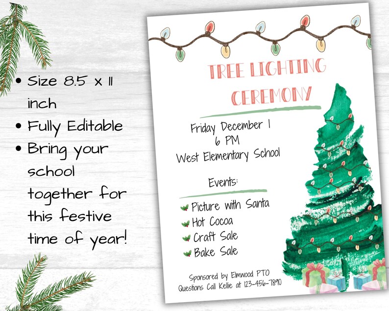 Editable Christmas Lights Flyer | Christmas Invitation | Festival of ...
