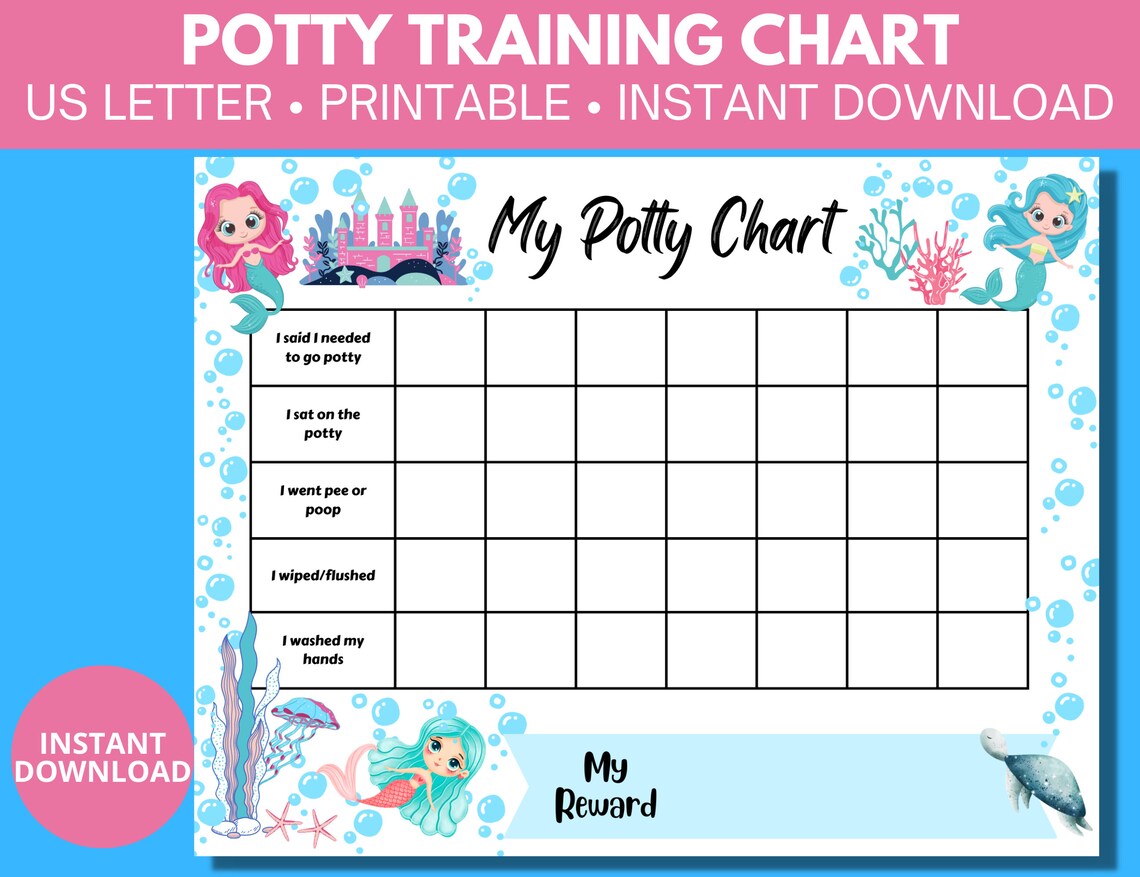 Potty Training Chart Mermaid Potty Chart Girls Potty Chart - Etsy