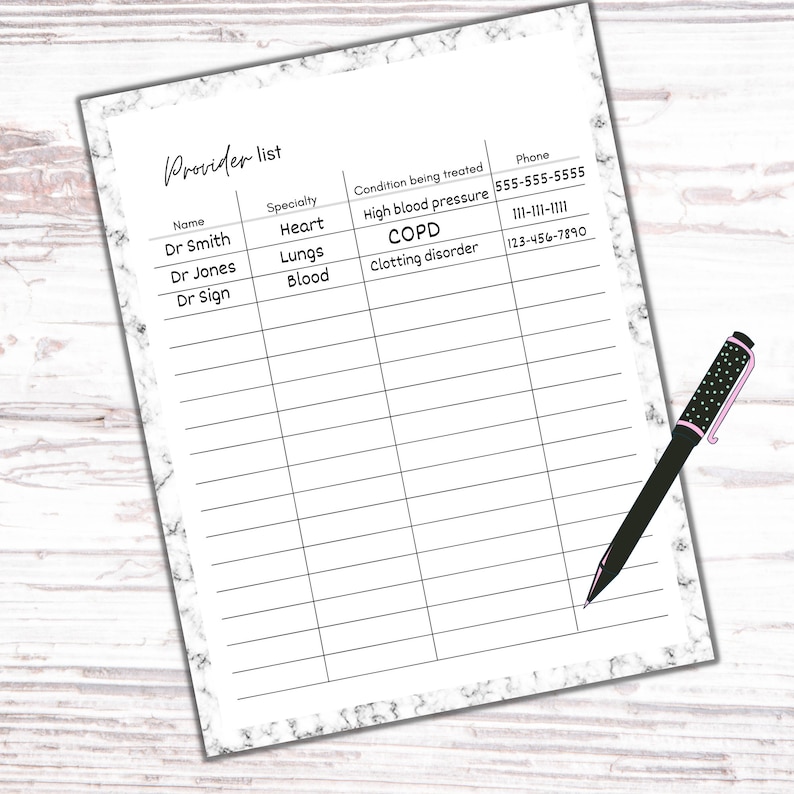 Editable Medical Binder, Chronic Illness Tracker, Blood Pressure ...