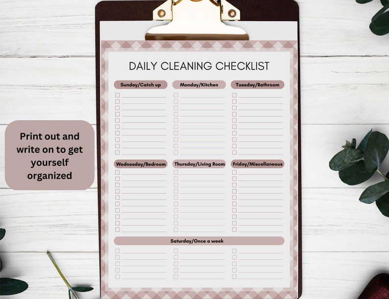 Editable Daily Cleaning Checklist, Cleaning Planner, Cleaning Printable ...