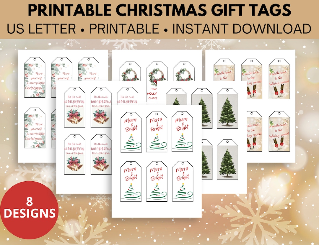 Christmas Printable Gift Tags; Blank Gift Tag; Merry and Bright ...