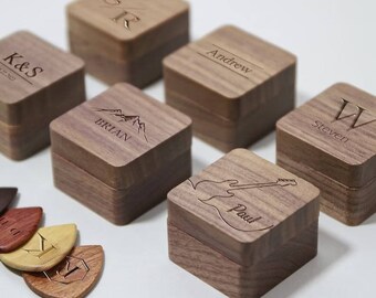 Personalized Wooden Guitar Picks Box,custom Engraved Guitar Pick Holder ...