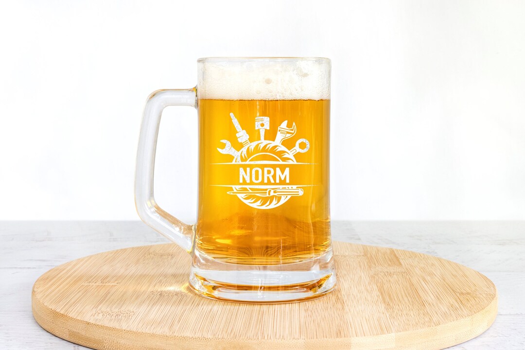Personalized Beer Mug With Handle, Gift for Him, Handmade-gifted Mug ...