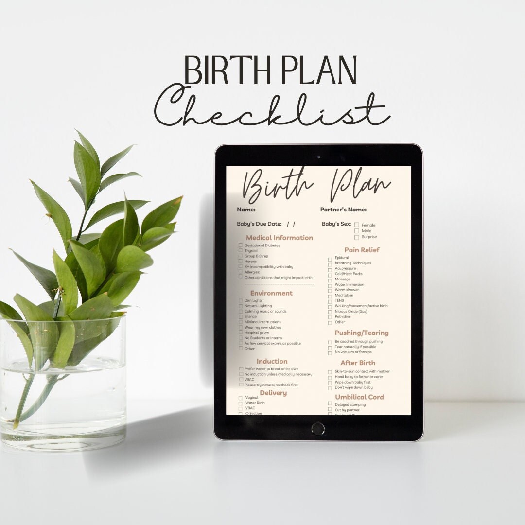 Birth Plan Checklist - Etsy
