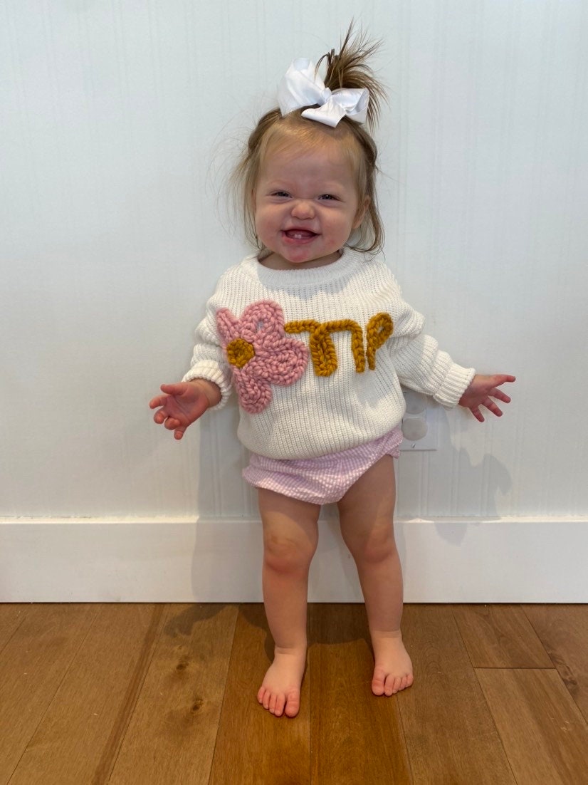 CUSTOM BABY TODDLER Sweater Hand Embroidered Knit Sweater - Etsy Canada