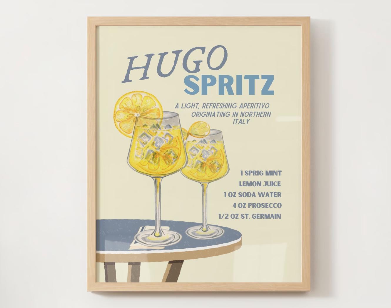 Hugo Spritz Prosecco Elderflower Cocktail Recipe Ingredients Poster - Etsy
