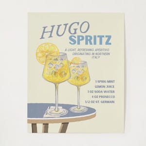 Hugo Spritz Prosecco Elderflower Cocktail Recipe Ingredients Poster - Etsy