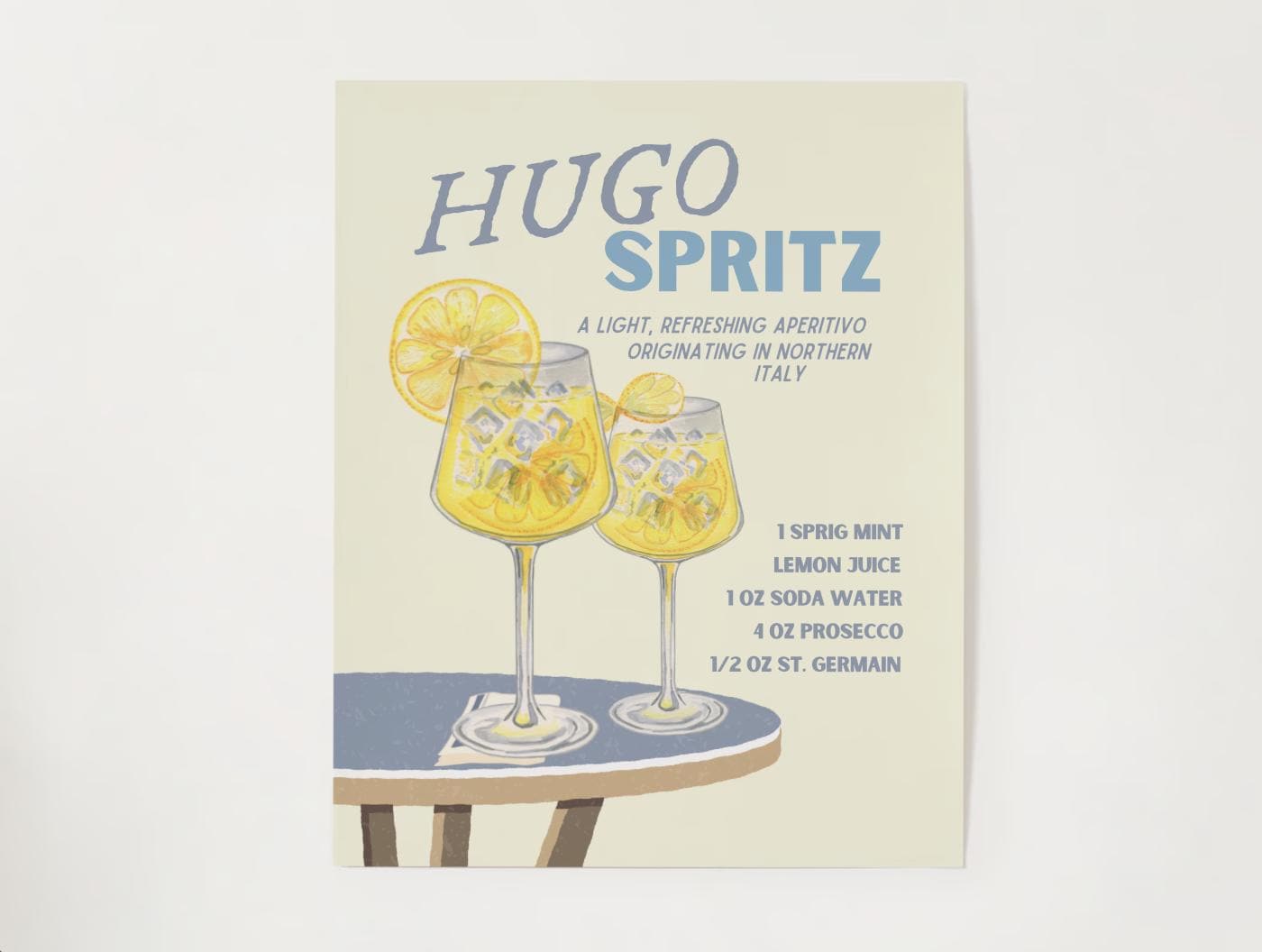 Hugo Spritz Prosecco Elderflower Cocktail Recipe Ingredients Poster - Etsy