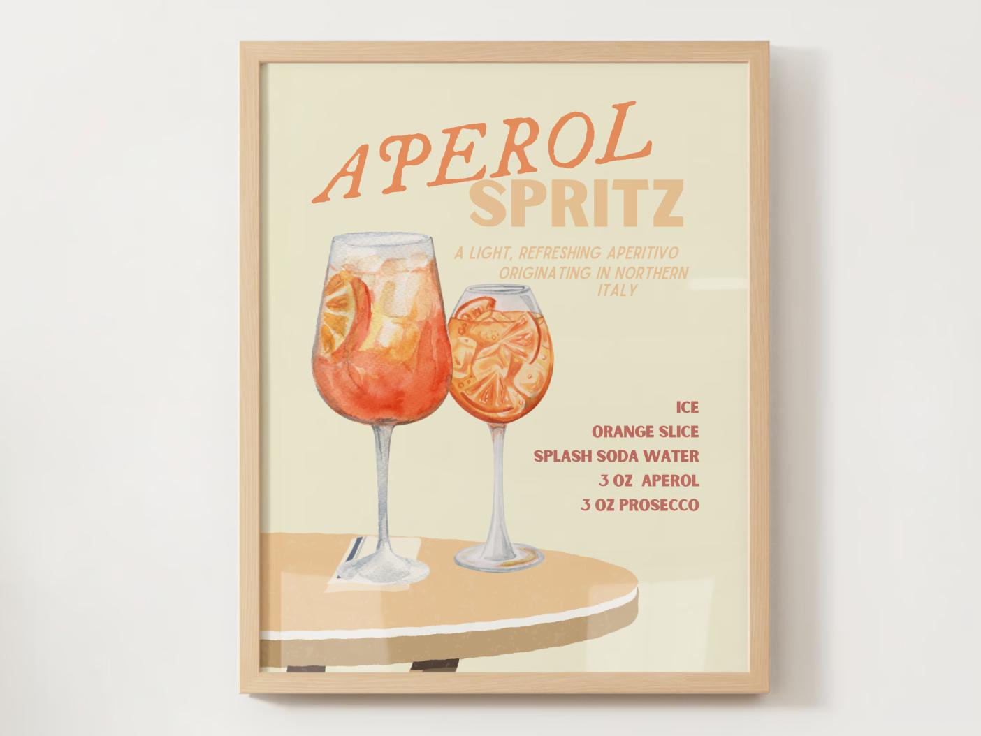 Aperol Spritz Cocktail Recipe Ingredients Poster - Etsy