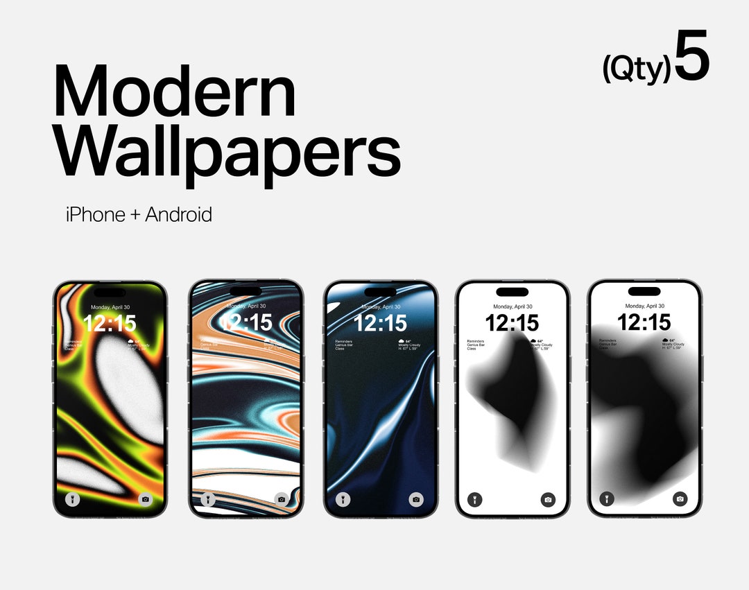 Modern iPhone + Android Wallpapers - Lock Screen, Home Screen - 5 Pack - Etsy