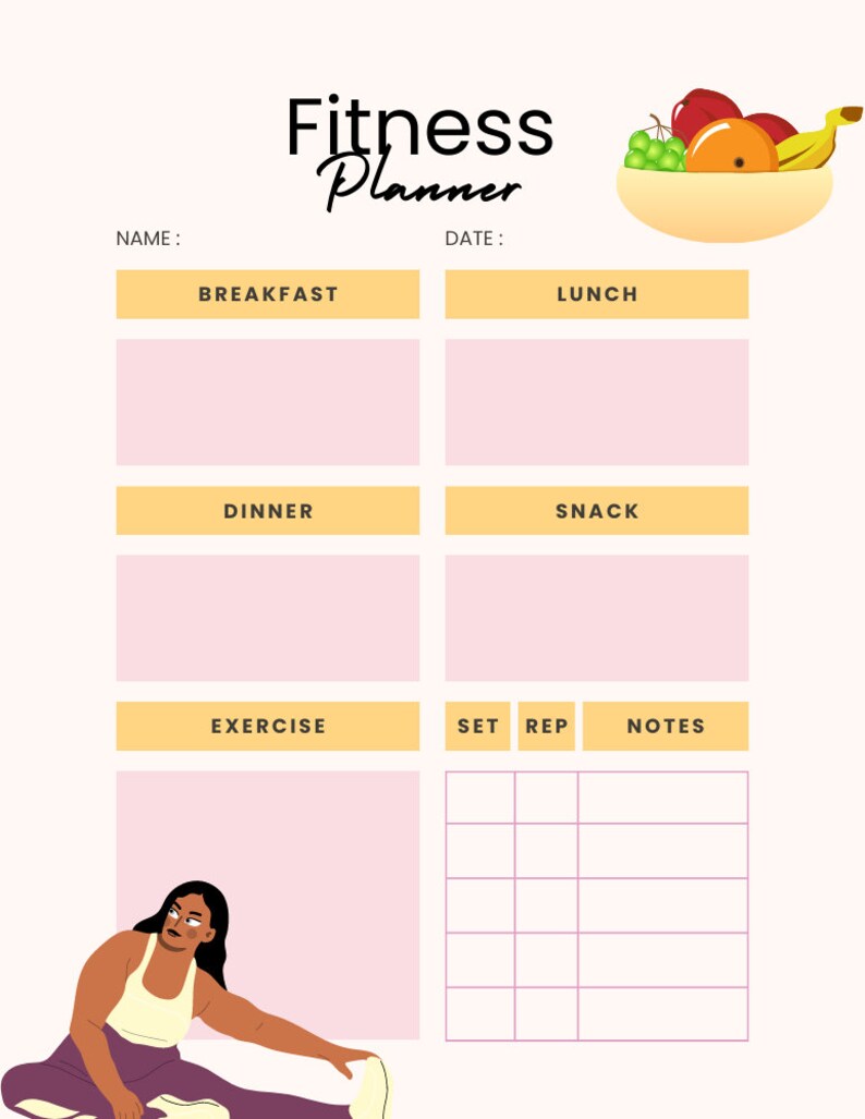 Daily Fitness Planner Instant Download Daily Nutrition & - Etsy