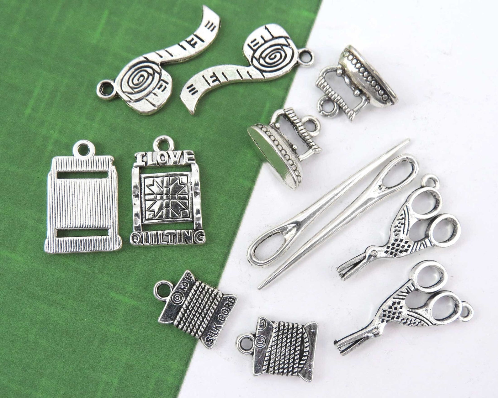 6 I LOVE TO QUILT Charms, Antique Silver Sewing Charm Collection - Etsy
