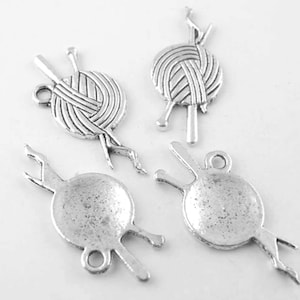 6 KNITTING Charms - Knit One, Pearl One - Silver Tone Charm Collection ...