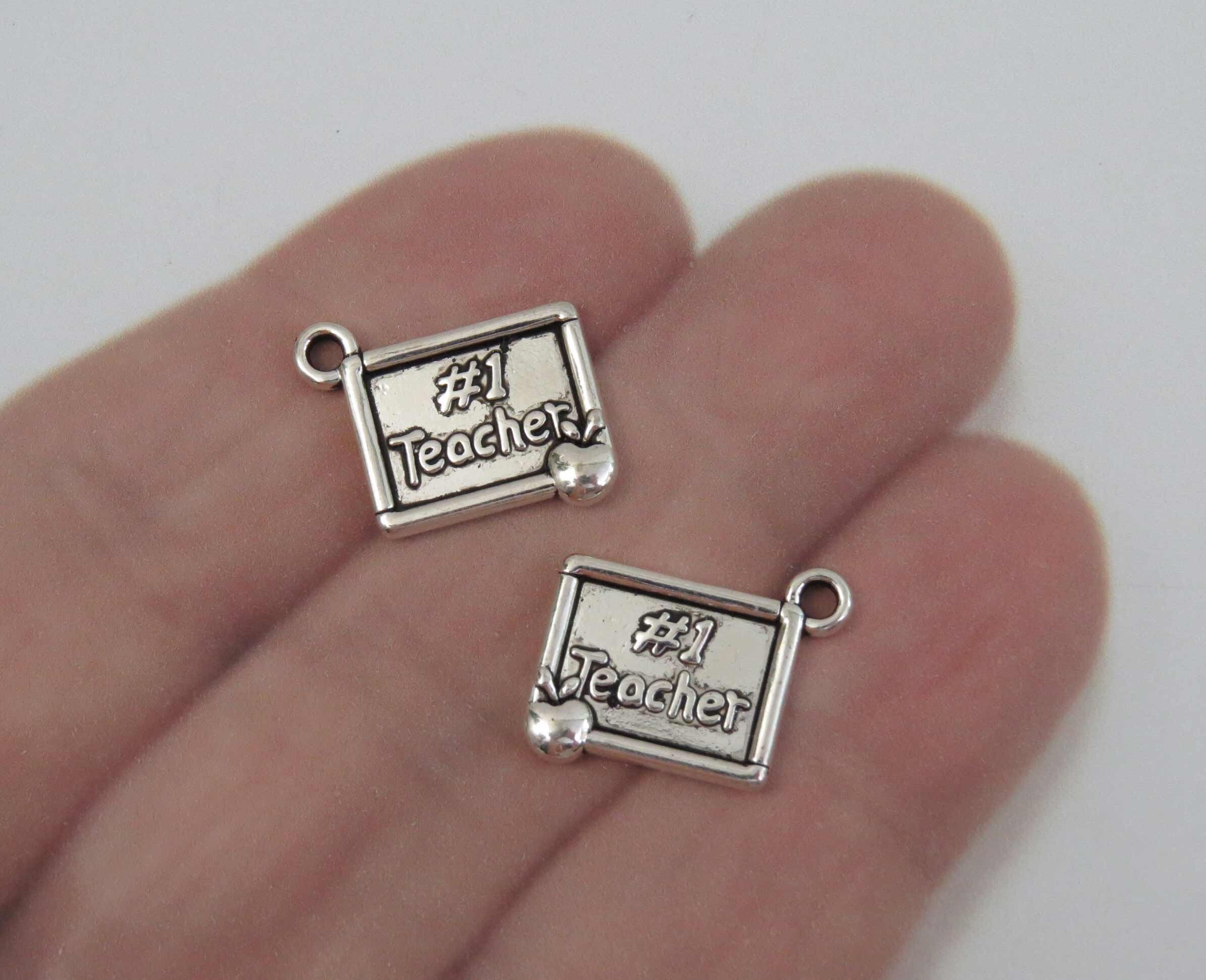 6 TEACHER Charms, Antique Silver SCHOOL Charm Set, 20x17mm - Etsy