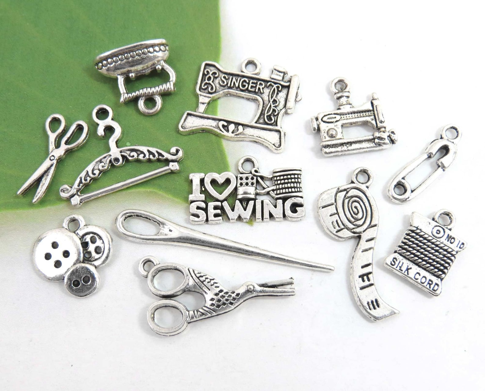 12 I LOVE TO SEW Charms, Antique Silver Charm Collection - Etsy