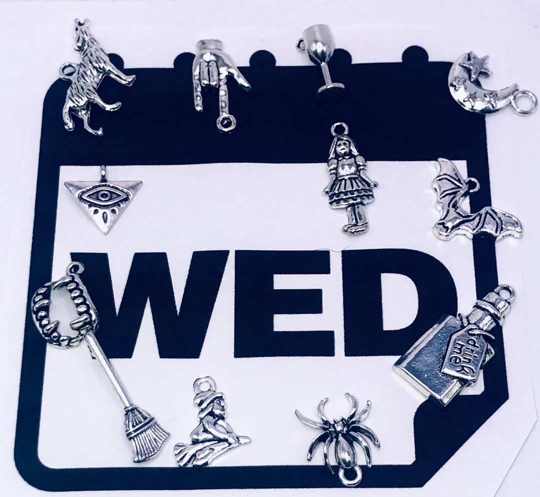 WEDNESDAY ADDAMS Inspired Charm Collection, Set of 12!! - Etsy