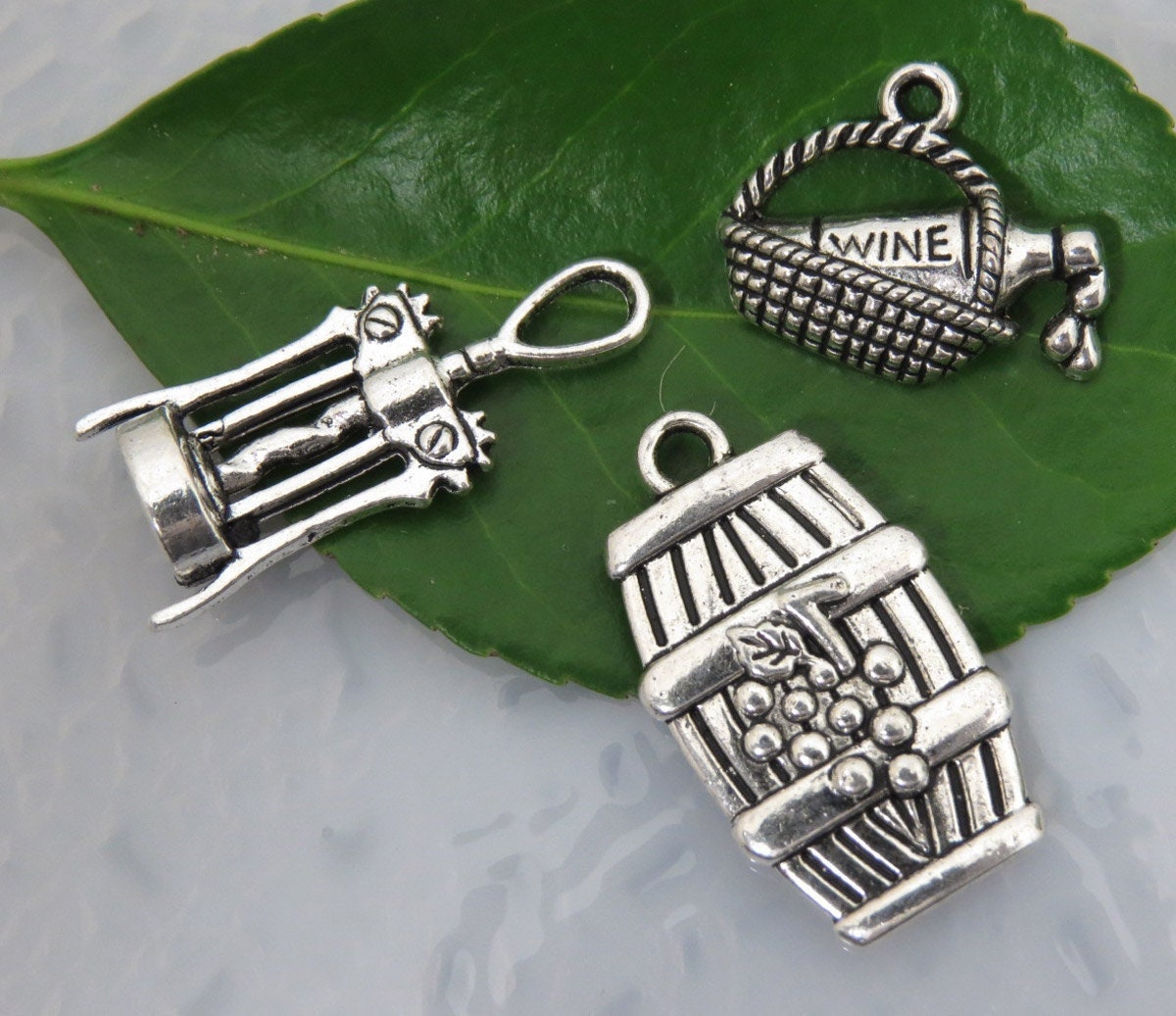 Set of 6 WINE Theme Charms, Antique Silver Charm Collection - Etsy