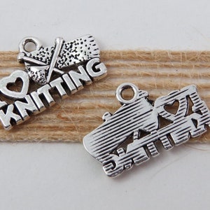 6 KNITTING Charms - Knit One, Pearl One - Silver Tone Charm Collection ...