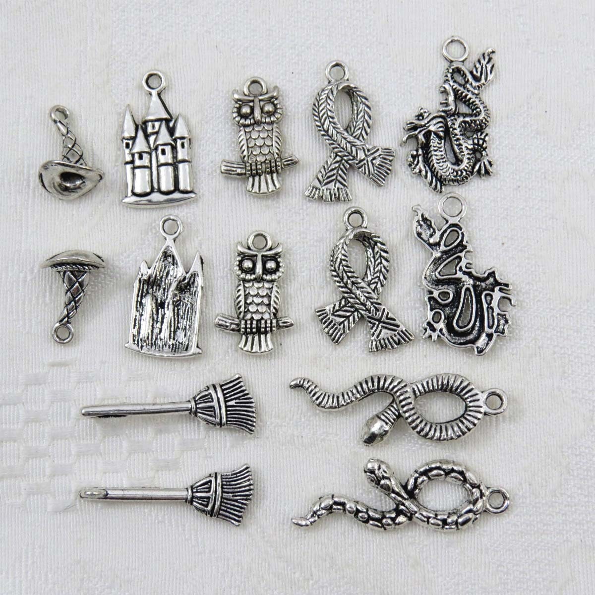 12 Harry P WIZARD APPRENTICE Charms, Antique Silver Magical Charm ...