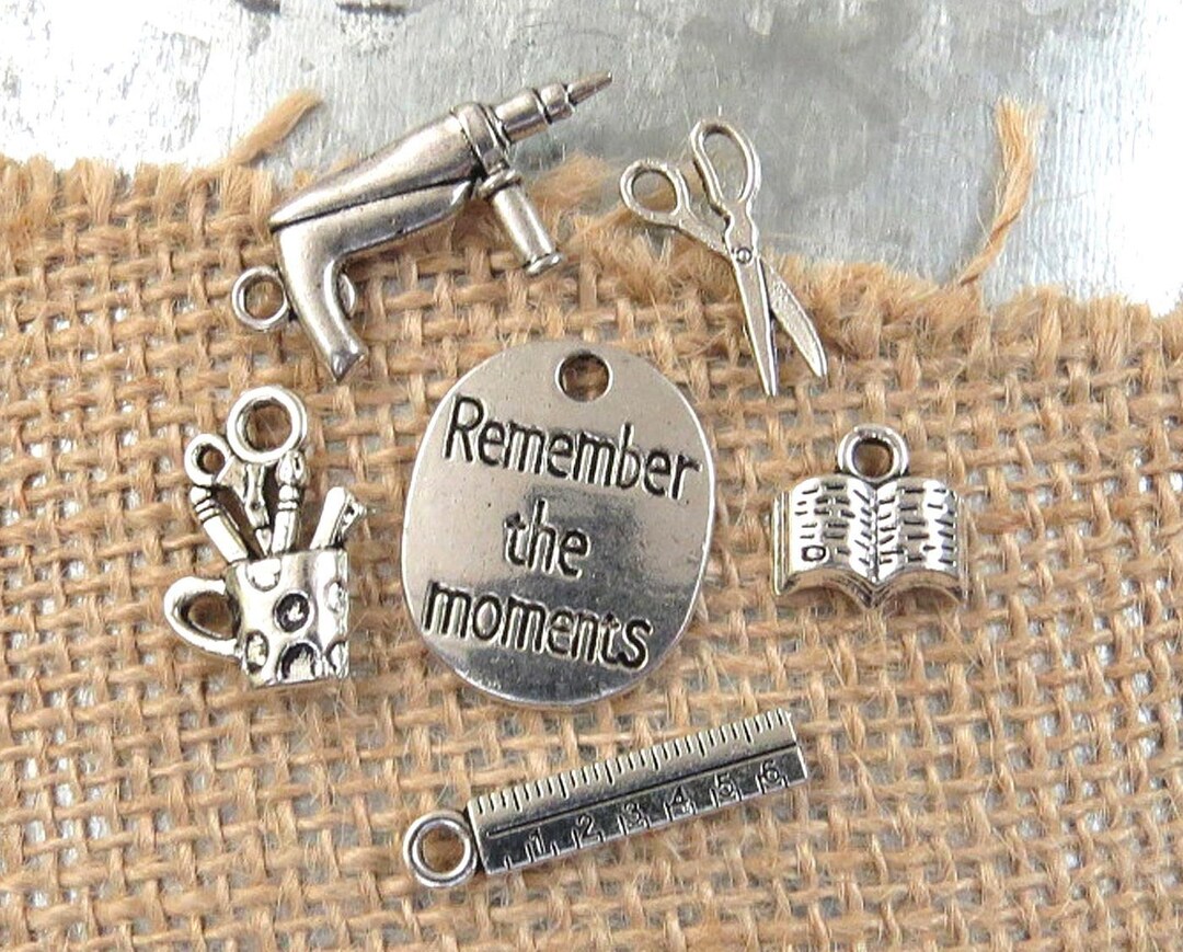 6 LOVE TO SCRAPBOOK Charm Collection, Antique Silver Charm Set ...