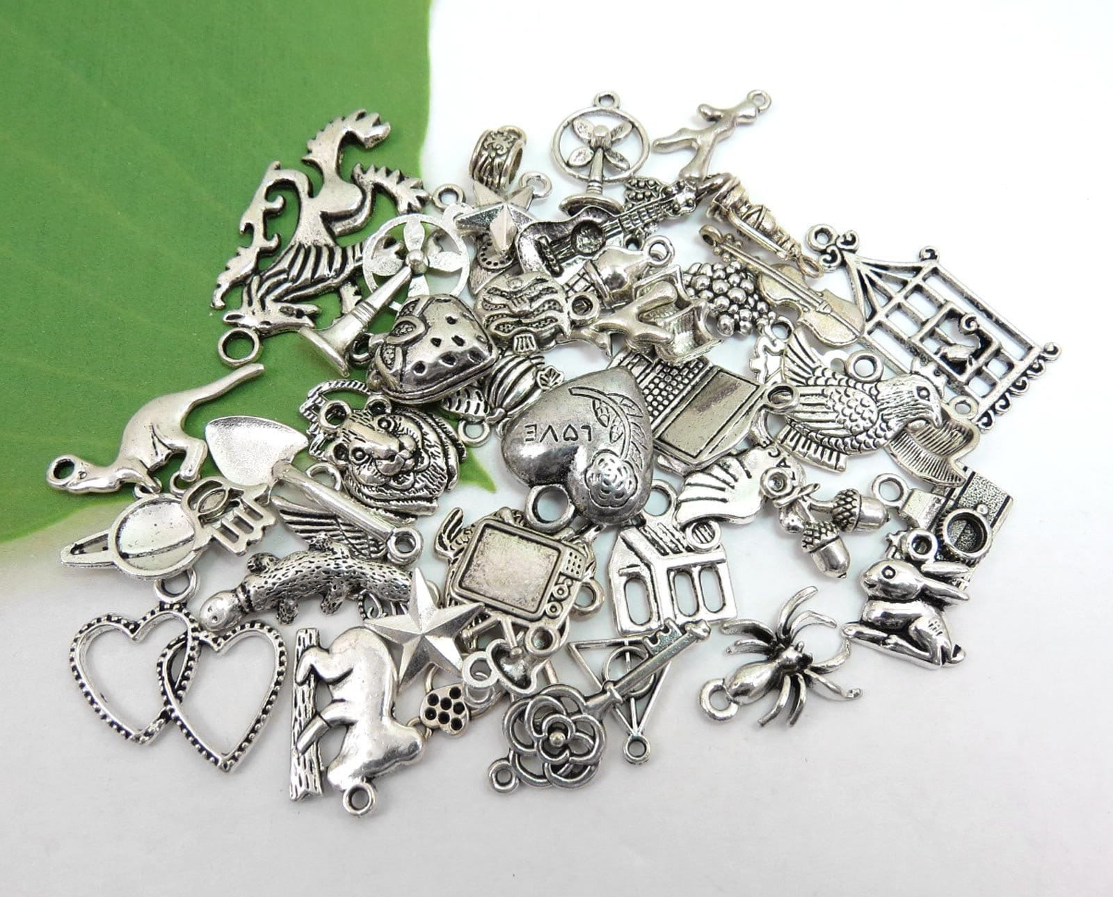 Grab Bag Lot of 50 Mixed Charms Antique Silver Collection - Etsy