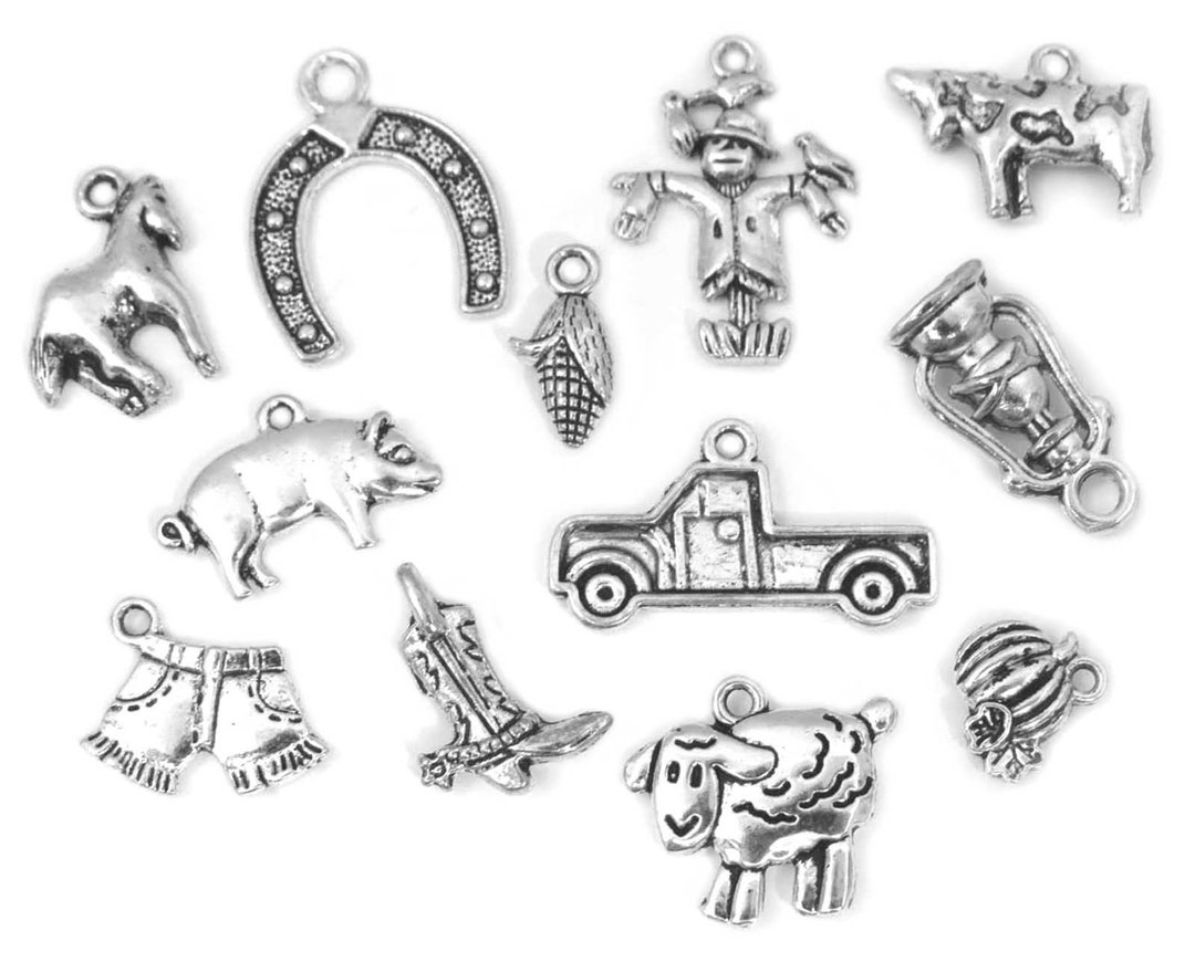 Set of 12 Barnyard Charms, Down on the Farm Collection, Assorted Farm ...