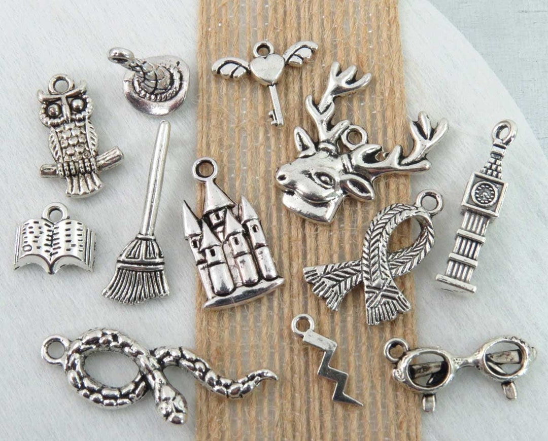 12 Harry P WIZARD APPRENTICE Charms, Antique Silver Magical Charm ...