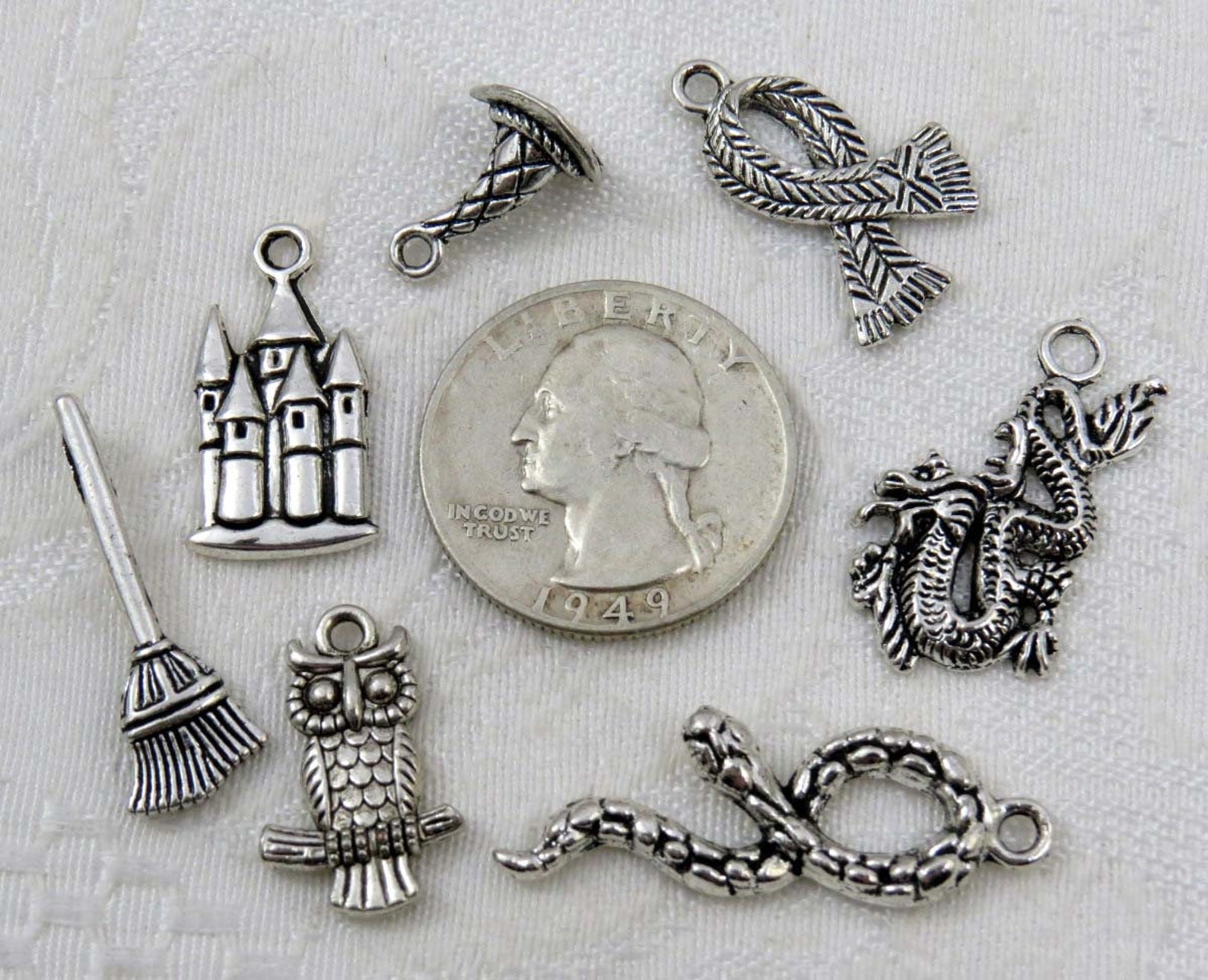 12 Harry P WIZARD APPRENTICE Charms, Antique Silver Magical Charm ...