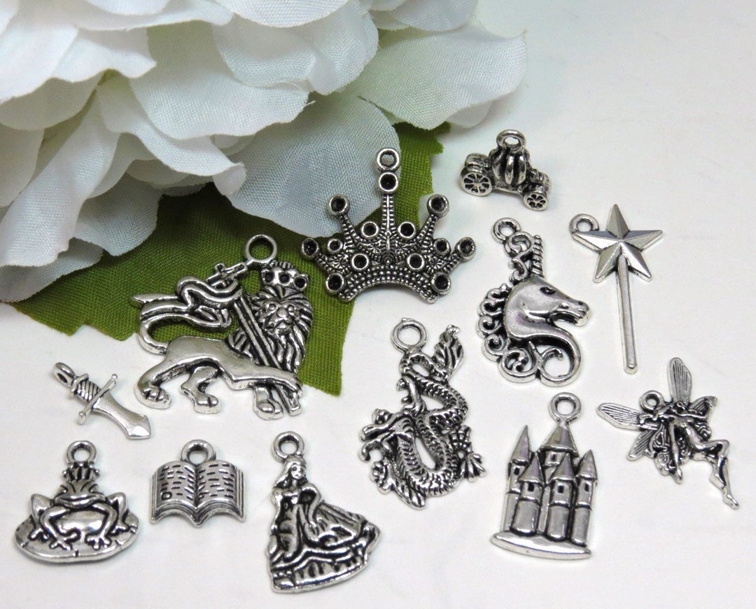 Set of 12 FAIRY TALE Theme Charms, Antique Silver Charms, FANTASY ...