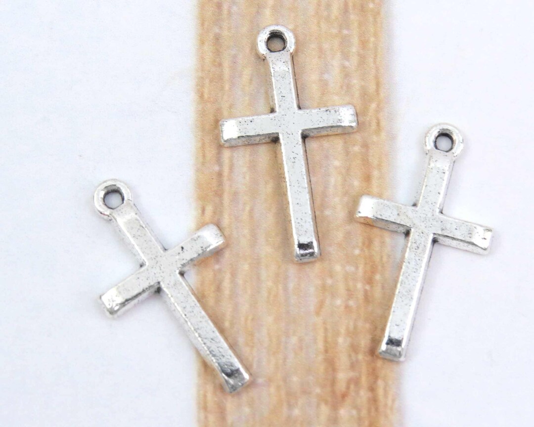 6 SIMPLE CROSS Charms, Antique Silver CHRISTIAN Charm Set, 24x14mm - Etsy