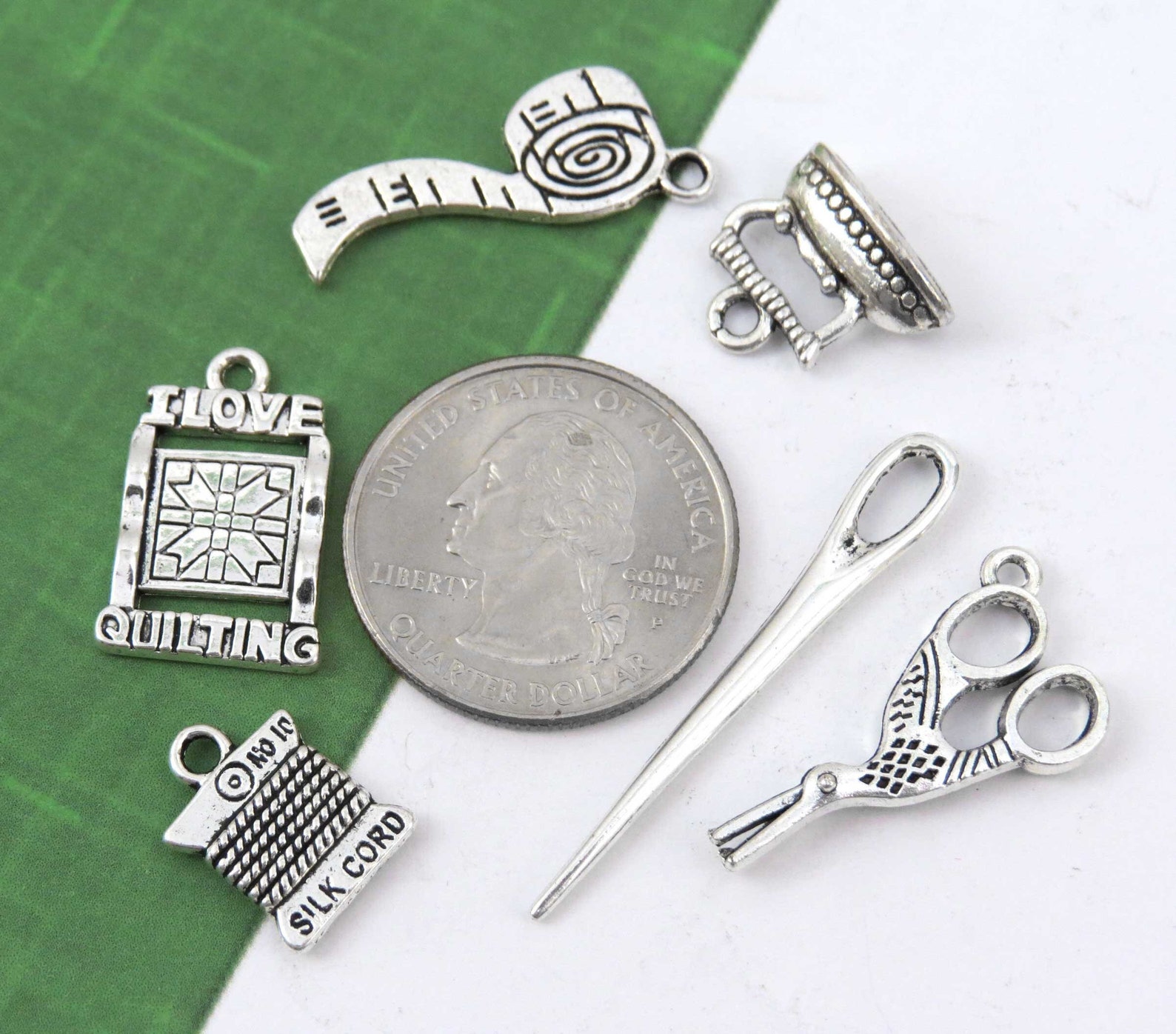6 I LOVE TO QUILT Charms, Antique Silver Sewing Charm Collection - Etsy