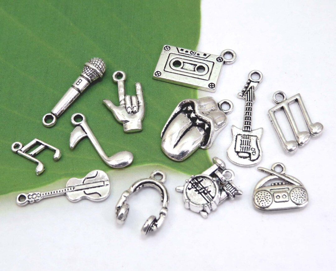 12 ROCK BAND Charms, Antique Silver MUSIC Charm Collection - Etsy