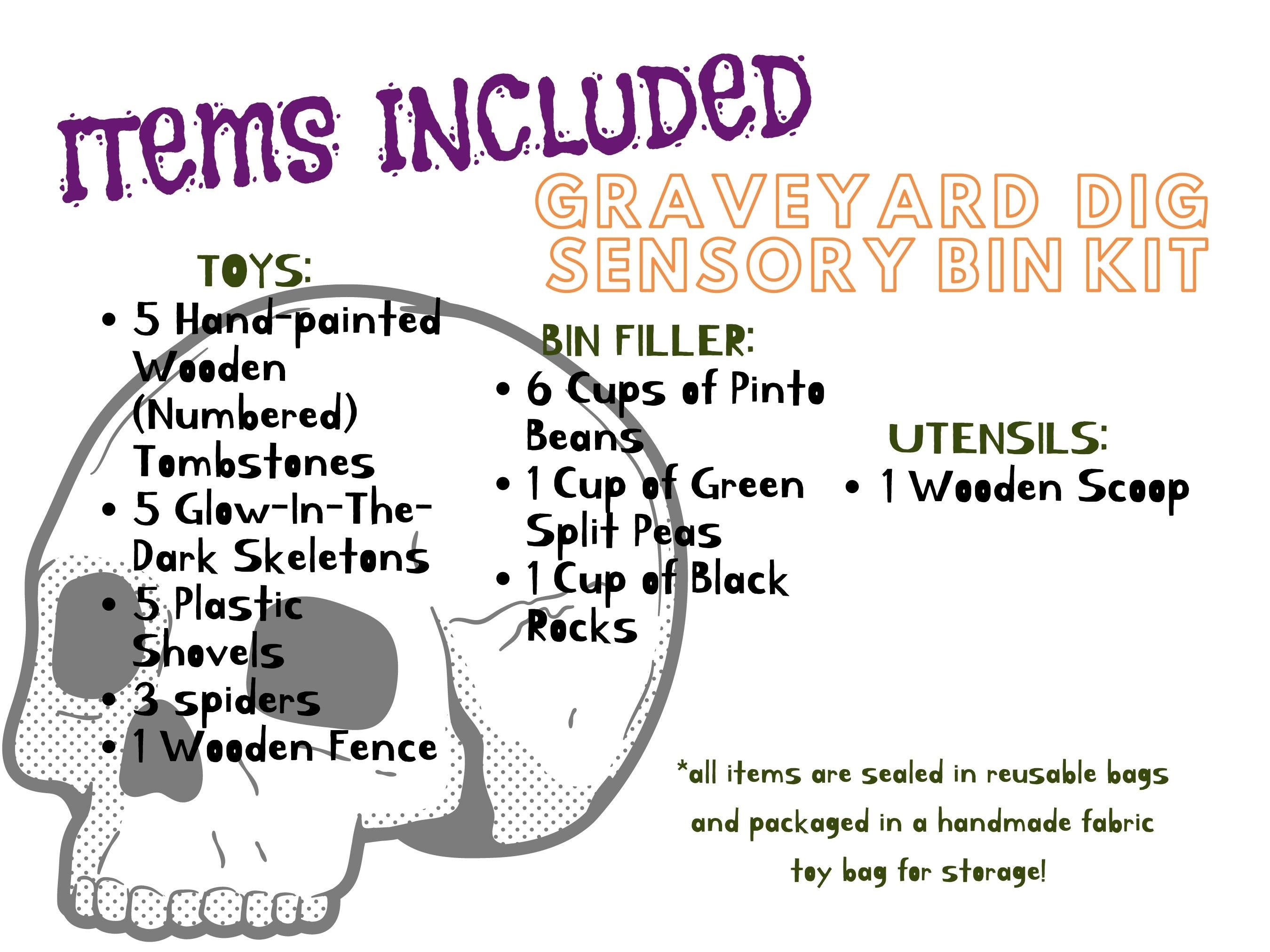 Graveyard Dig Sensory Bin Kit | Halloween Sensory Bin, Skeleton ...