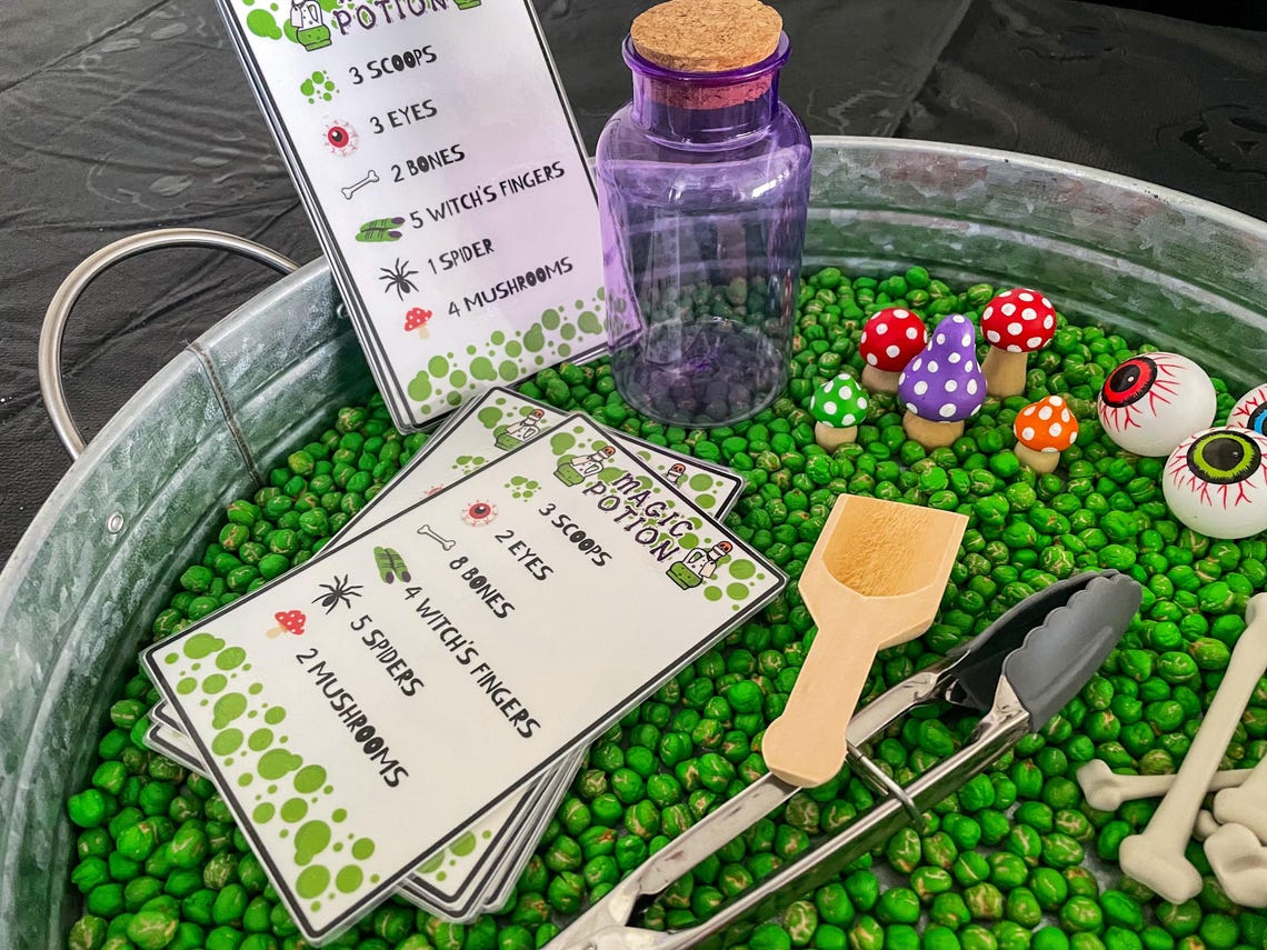 Magic Potion Sensory Bin Counting Cards | Halloween Homeschool Lesson ...