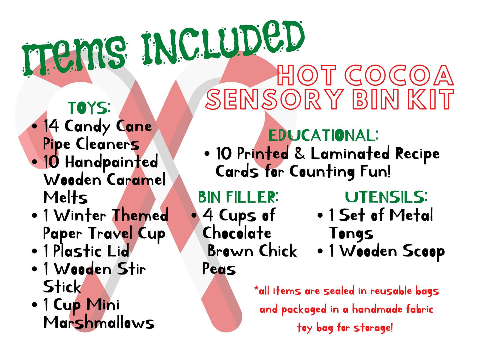 Hot Cocoa Sensory Bin Kit & Recipe Cards | Winter/holiday Sensory Bin ...