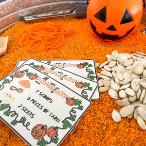 Pumpkin Guts Sensory Bin Kit + Counting Cards | Halloween Sensory Bin ...