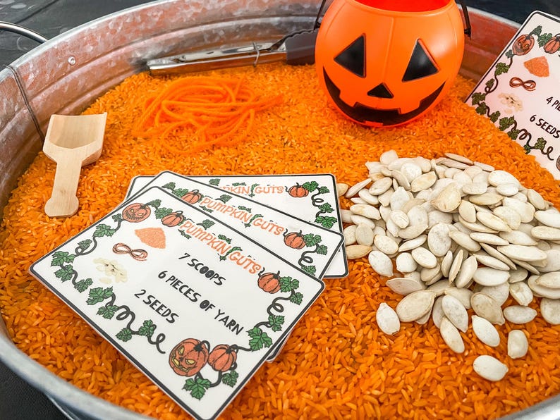 Pumpkin Guts Sensory Bin Counting Cards *DIGITAL FILE | Halloween ...