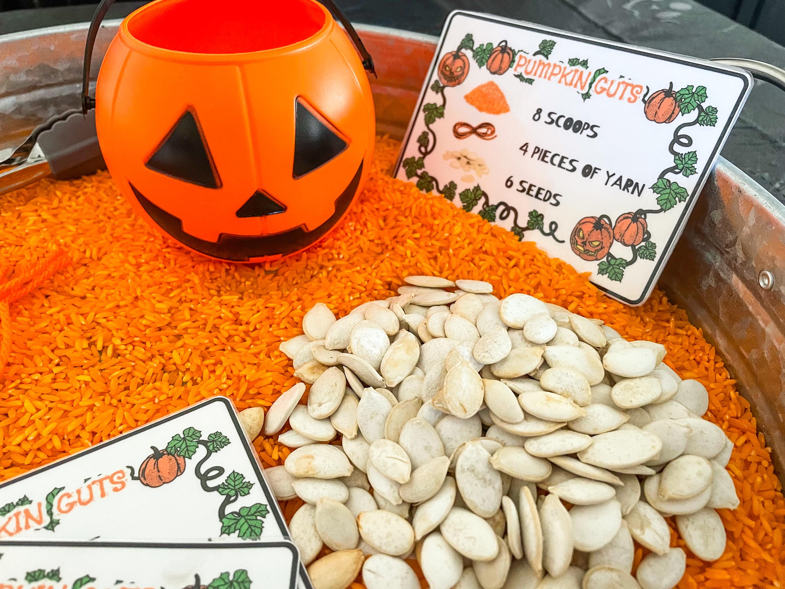 Pumpkin Guts Sensory Bin Counting Cards | Halloween Homeschool Lesson ...