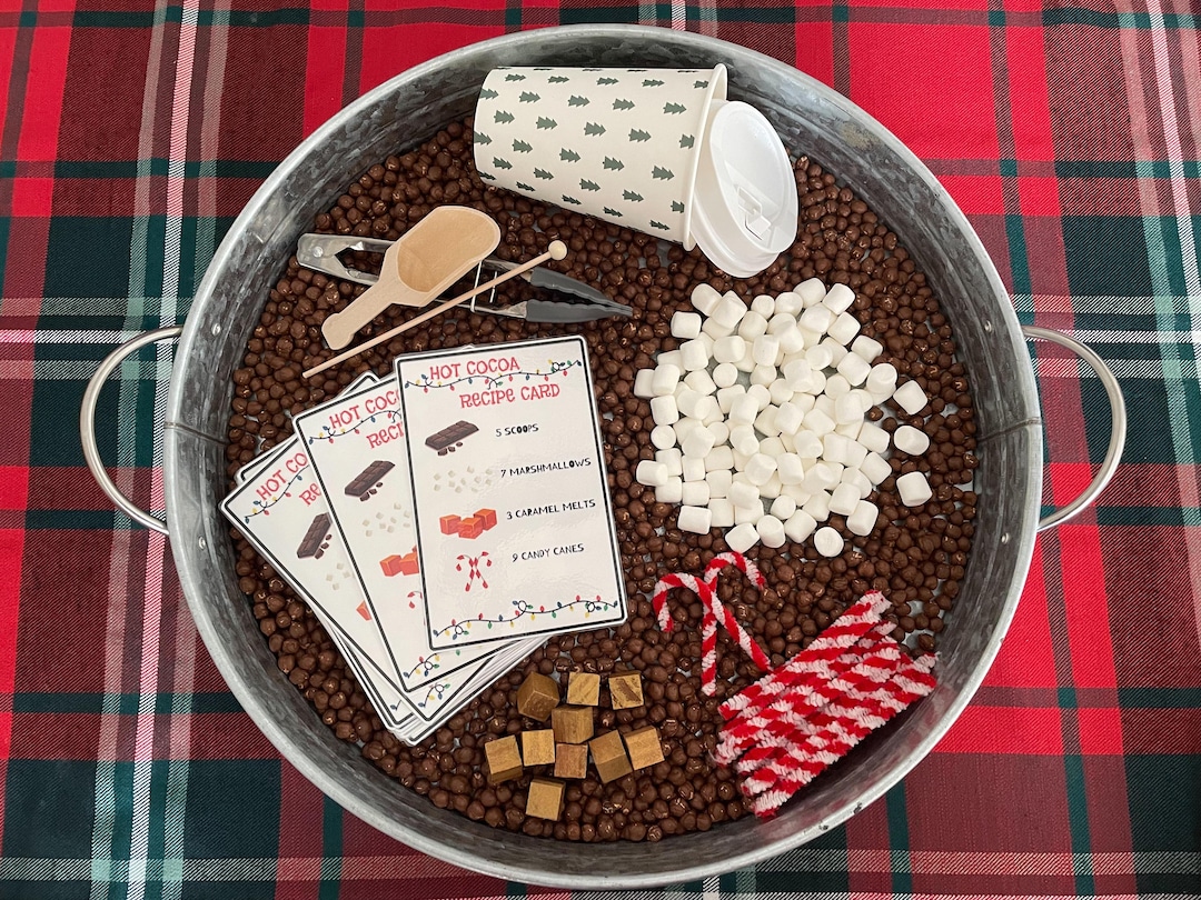 Hot Cocoa Sensory Bin Kit & Recipe Cards | Winter/holiday Sensory Bin ...