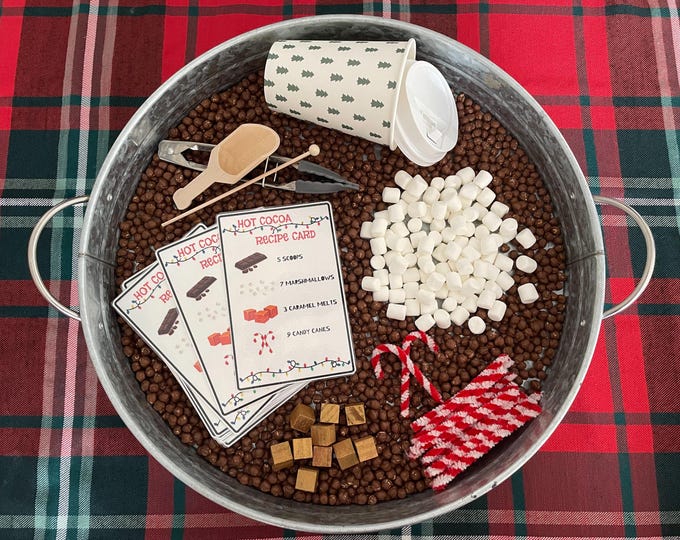 Hot Cocoa Sensory Bin Kit & Recipe Cards | Winter/holiday Sensory Bin ...