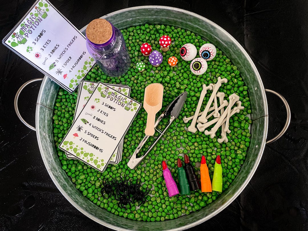 Magic Potion Sensory Bin Kit & Mixing Cards | Halloween Sensory Bin ...