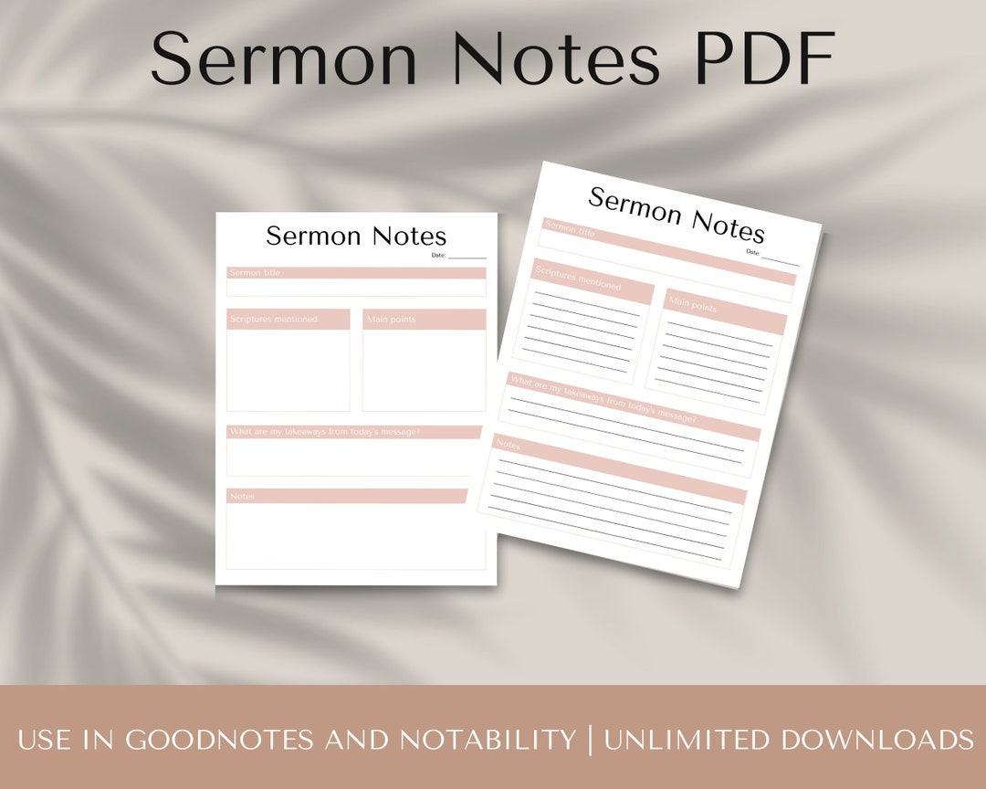 Sermon Notes PDF Sermon Notes Printable Digital Sermon Notes Sermon ...