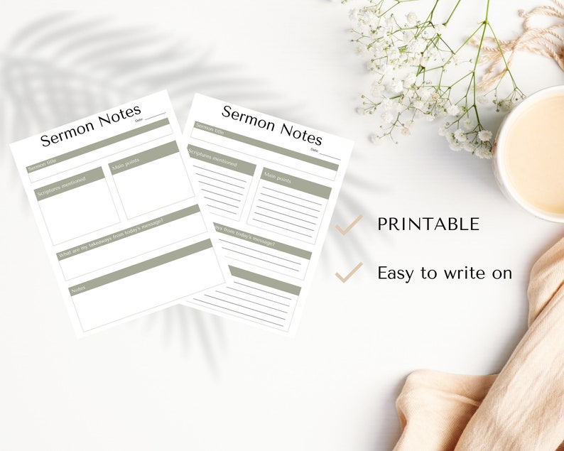 Sermon Notes PDF Sermon Notes Printable Digital Sermon Notes Sermon ...