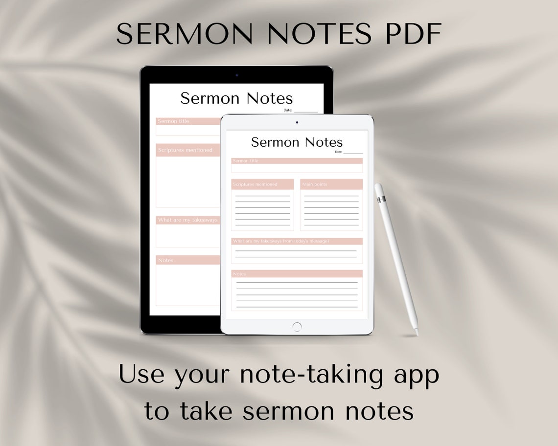 Sermon Notes PDF Sermon Notes Printable Digital Sermon Notes Sermon ...