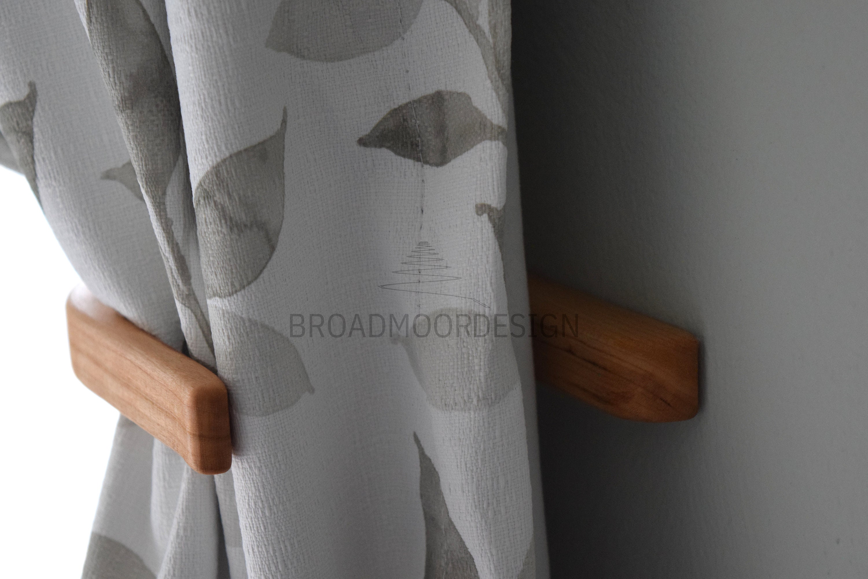 Minimalist Curtain Holdback, Cherry Curtain Tie Back, Curved Floating ...