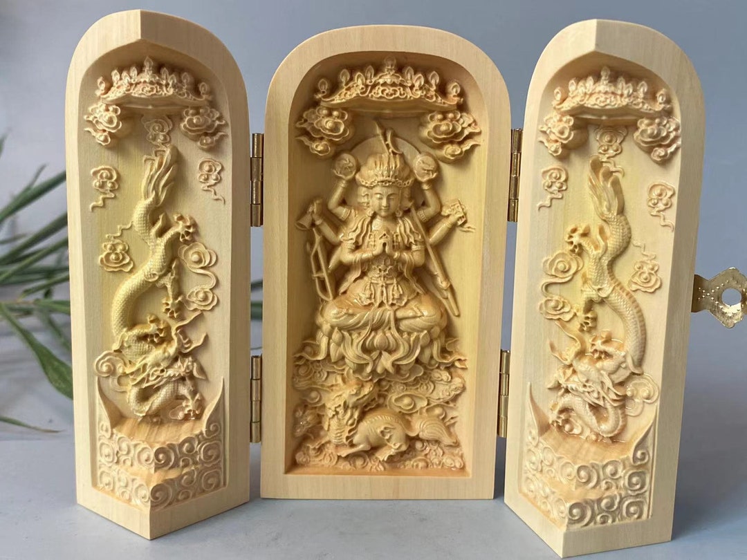 Tibet Wood Buddha Statue, Wood Carving Meditation, Zen ,car Decor, Old ...