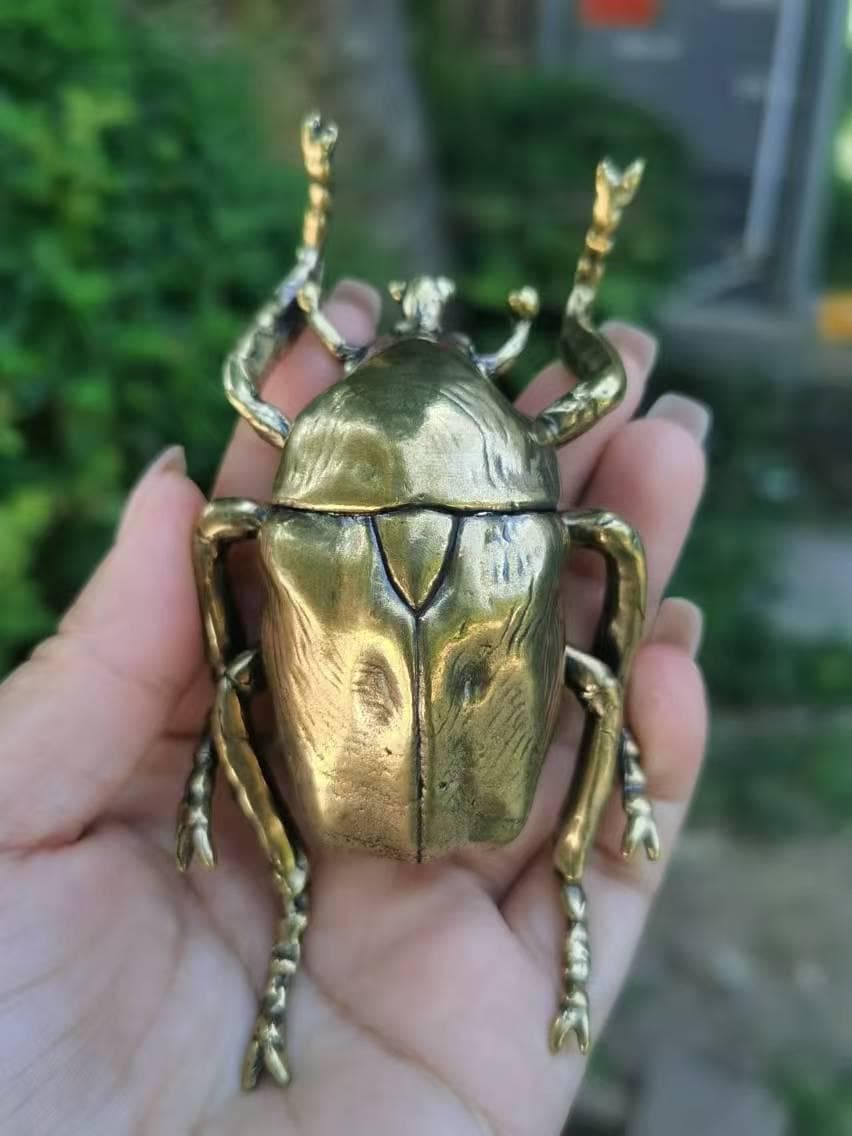 350gram/12.5oz Solid Huge Brass Beetle Statue, Copper Simulation Bug ...