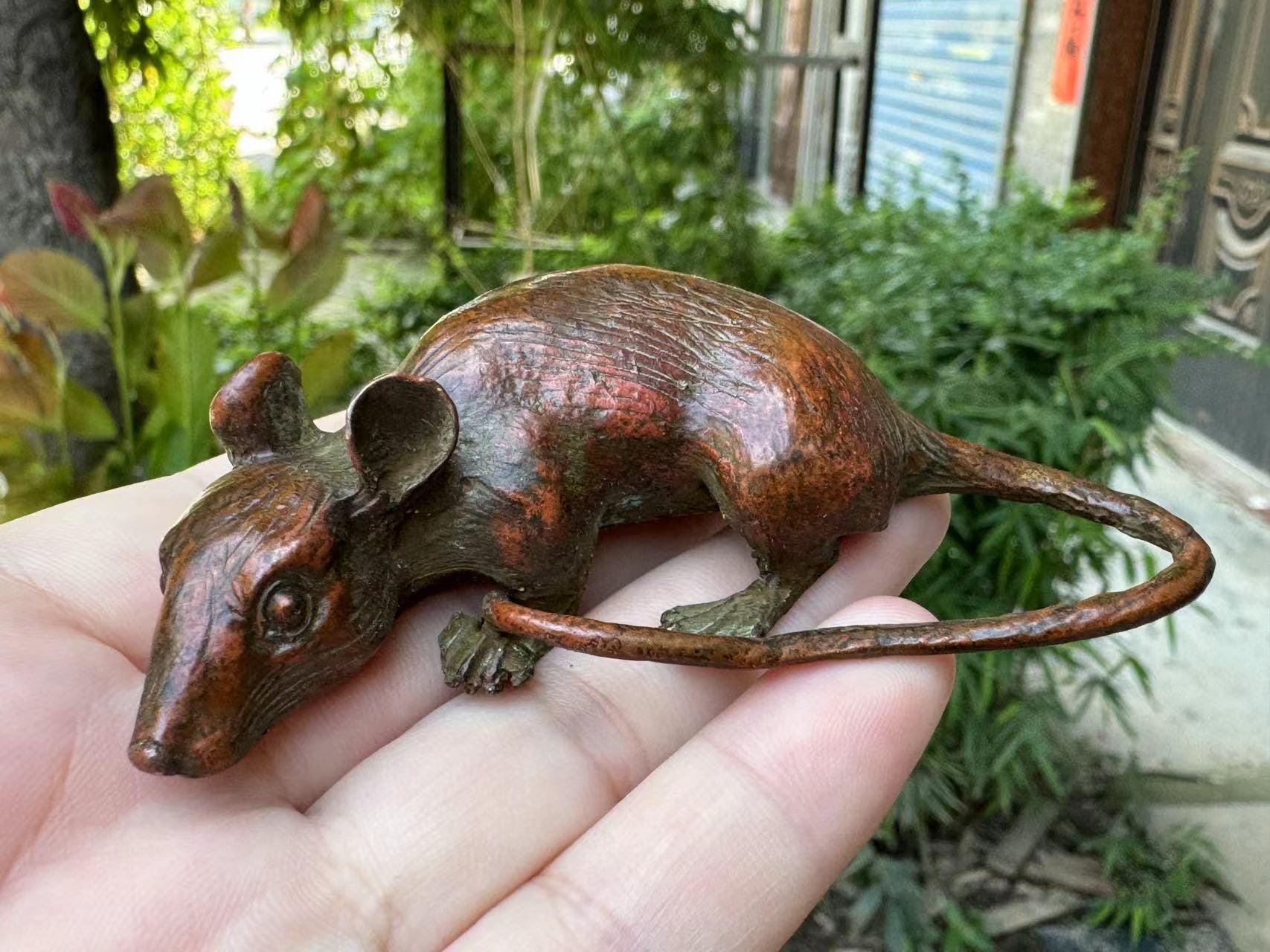 Copper Rat Sculpture Status Decoration Tea Pet , Collect Bronze Feng ...