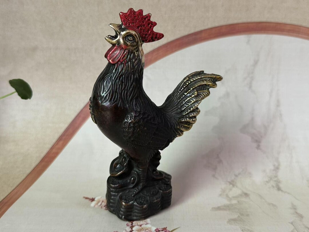 Copper Lucky Standing Rooster Sculpture Statue,home Decorative Bird ...