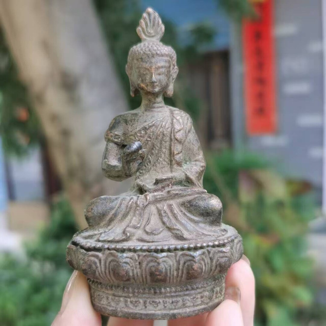 Tibetan Copper Buddha Amitabha Buddha Statue Buddhism Temple Ornament ...